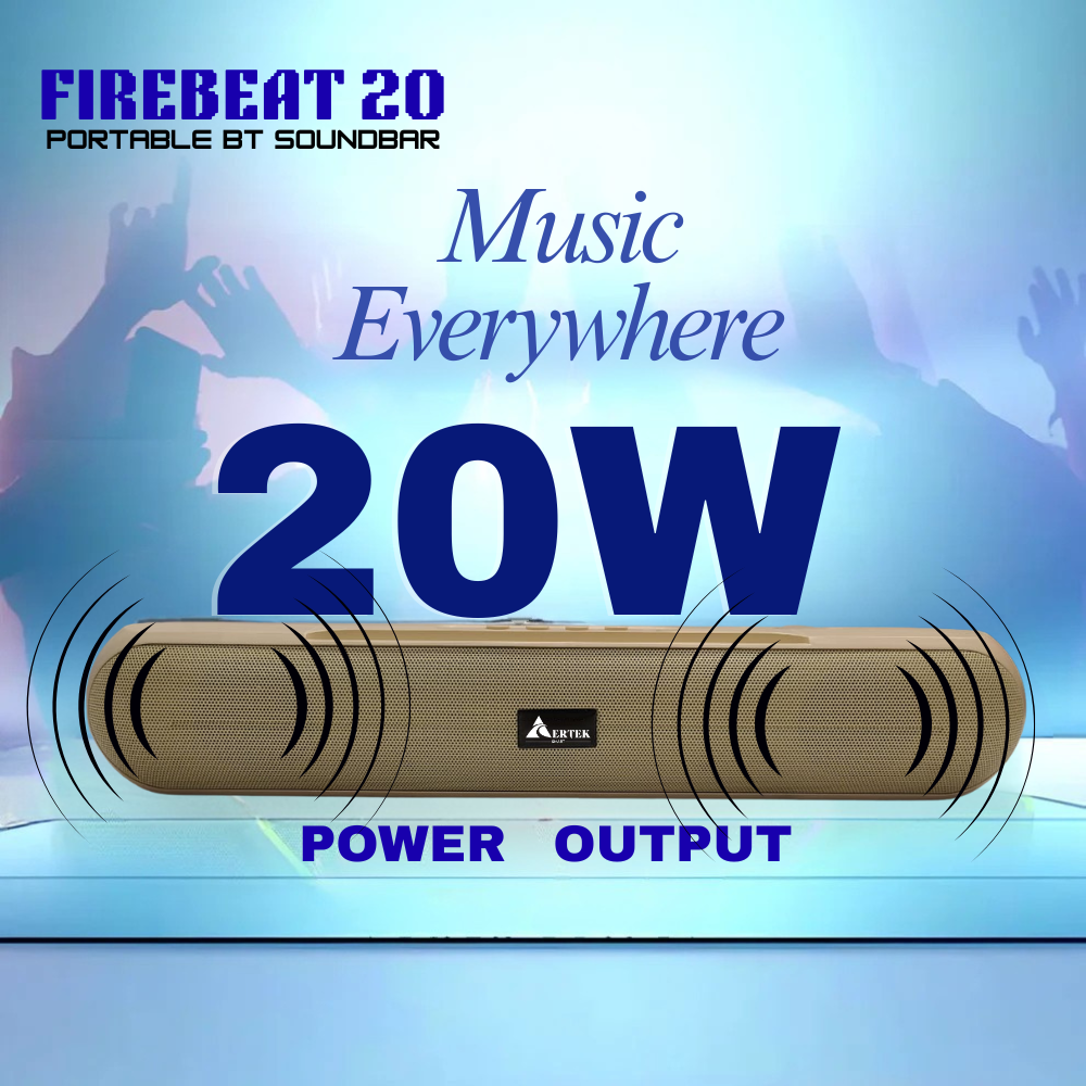 Aertek FIREBEAT 20W Wireless BT Soundbar – AertekSmart